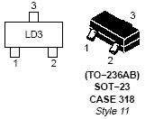 BAT54SL: 200 mA, 30 V, Schottky Diode, dual, series