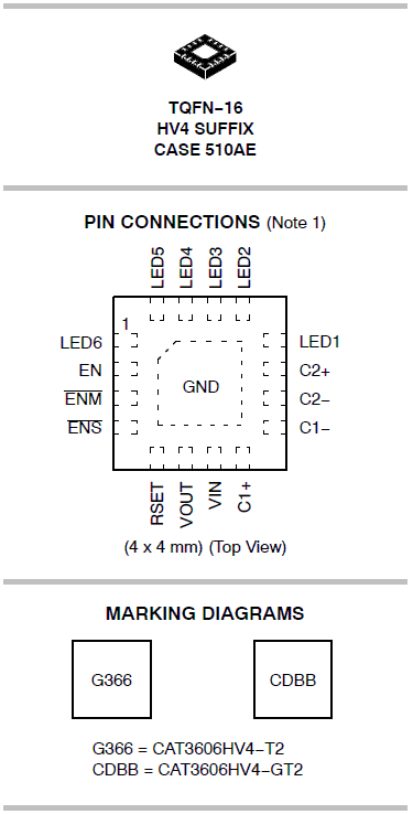 CAT3606: LED Driver, Charge Pump, 6-Channel