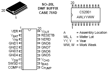 CS2001: 1.2 A Switching Regulator and 5.0 V, 100 mA Linear Regulator with RESETbar