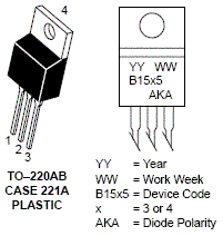 MBR1535CT: Schottky Power Rectifier, Switch-mode, 15 A, 35 V