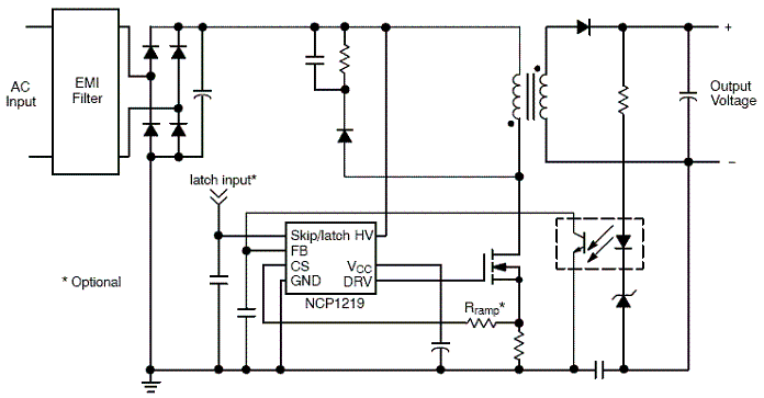 NCP1219: PWM Controller with Adjustable Skip Level and External Latch Input