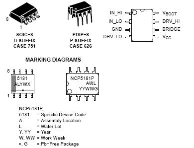 NCP5181DR2G: MOSFET / IGBT Drivers, High Voltage, High and Low Side ...