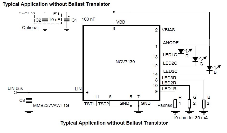 NCV7430: Automotive LIN RGB LED Driver