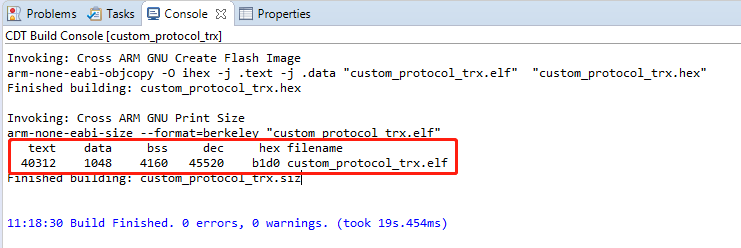KB: The meaning of text, data, and bss in the RSL10 IDE when a build is successful
