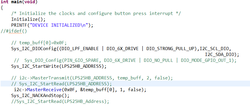 Configuration of I2C pins