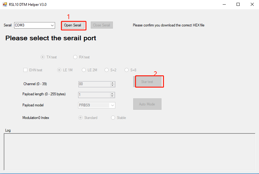 KB: Use GUI tool for DTM HCI test of RSL10