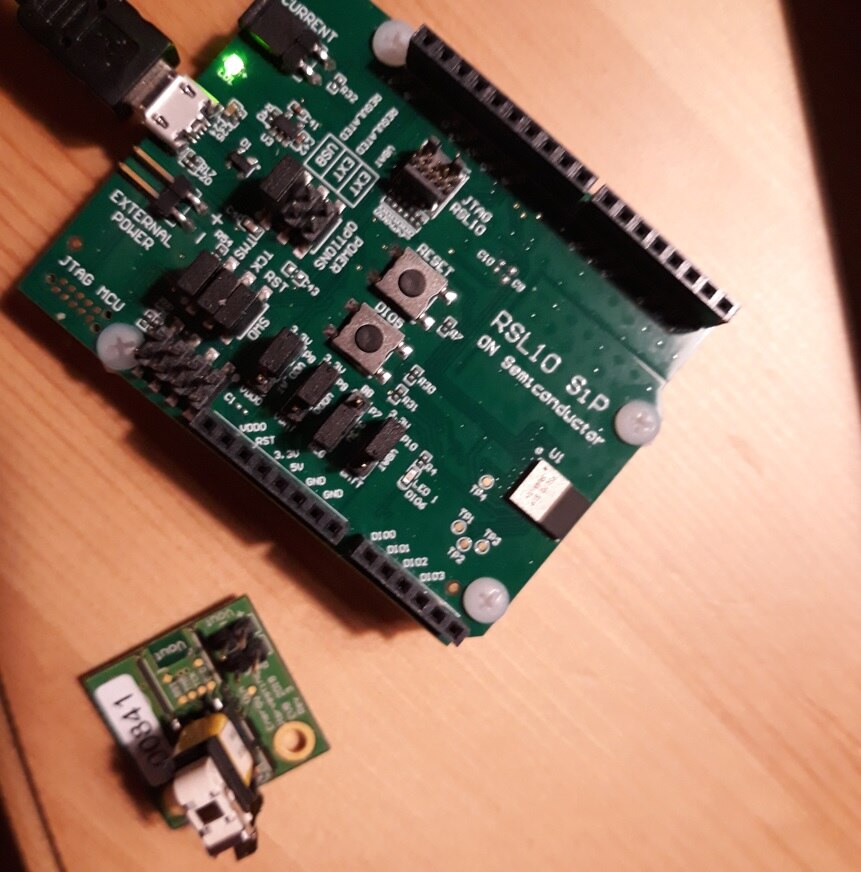RSL10 connecting Energy Harvesitg button with EVB