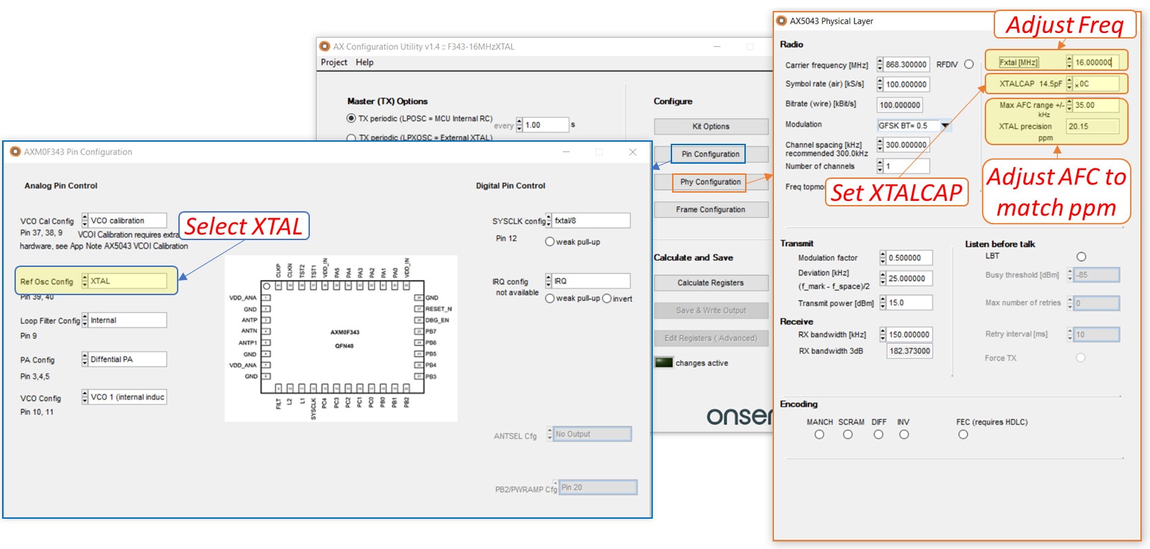 FAQ: Use different TCXO or XTAL with AXM0F343