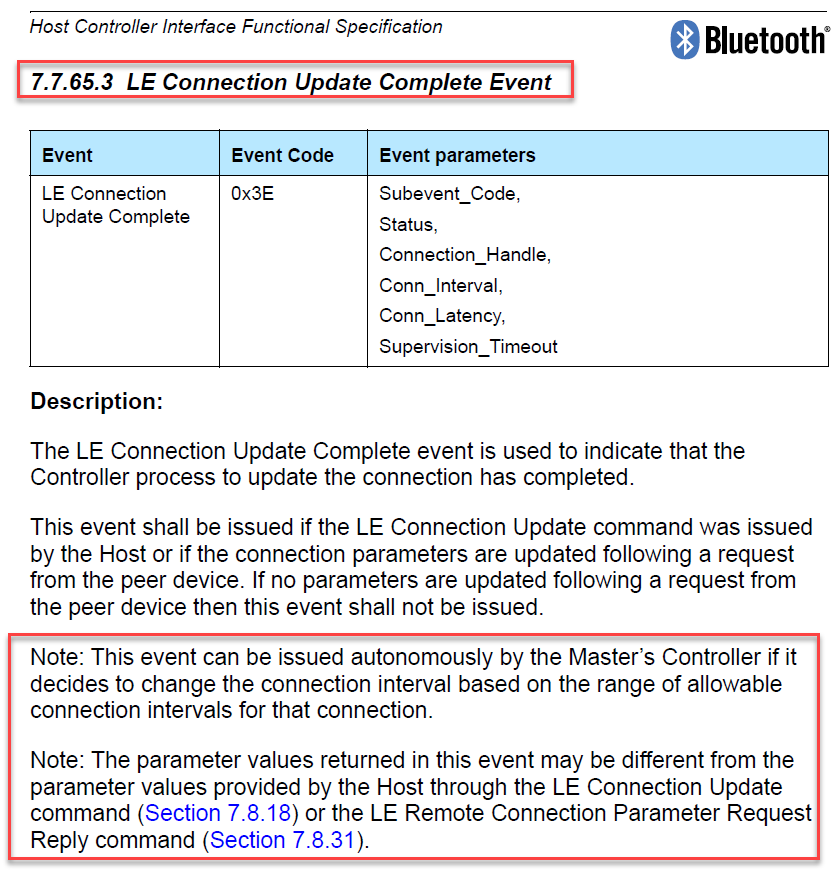 Setting connection interval and other parameters on the RSL10
