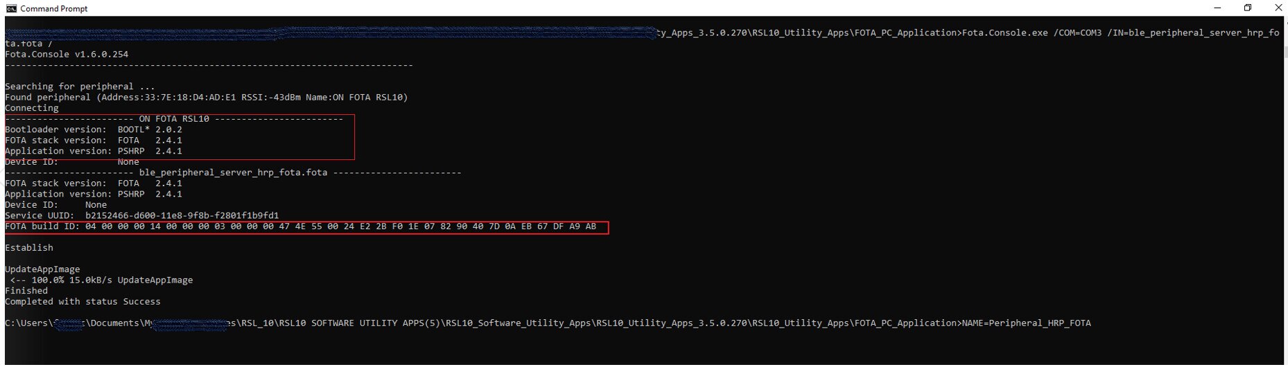 RSL10 FOTA - change sub - image build id